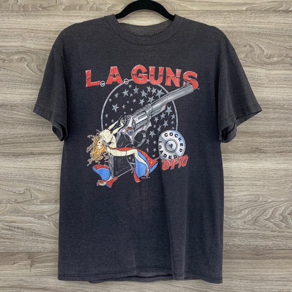 Vintage | Shirts | Rare Vintage La Guns Cocked Loaded Tour 899 Crew ...